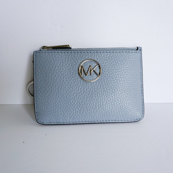 Michael Kors | Bags | Michael Kors Fulton Sm Coinpouch Id Key Ring Blue ...